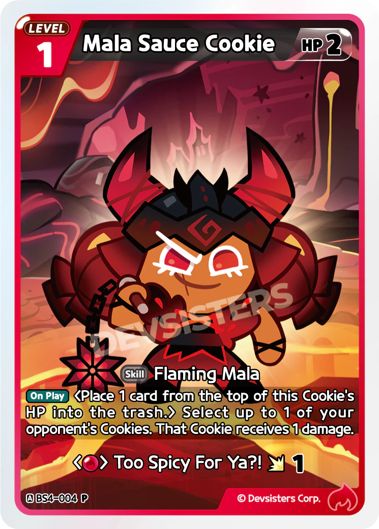 CookieRun TCG - Mala Sauce Cookie [BS4-004 P] – The Feisty Goblin Gamehouse